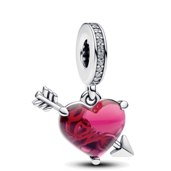 Pandora | Jewelry | Pandora Red Heart And Arrow Murano Glass Dangle ...